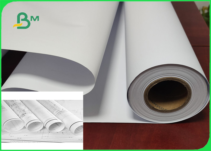 100% Virgin Pulp 80gsm CAD Plotter Paper Roll For Engineering Drawing ...